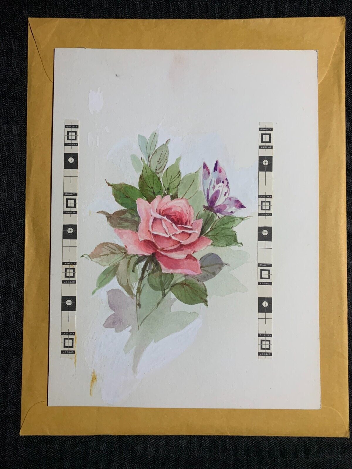 ANNIVERSARY Pink Rose & Butterfly 7x10" Greeting Card Art #WA9063 w/ 4 ...