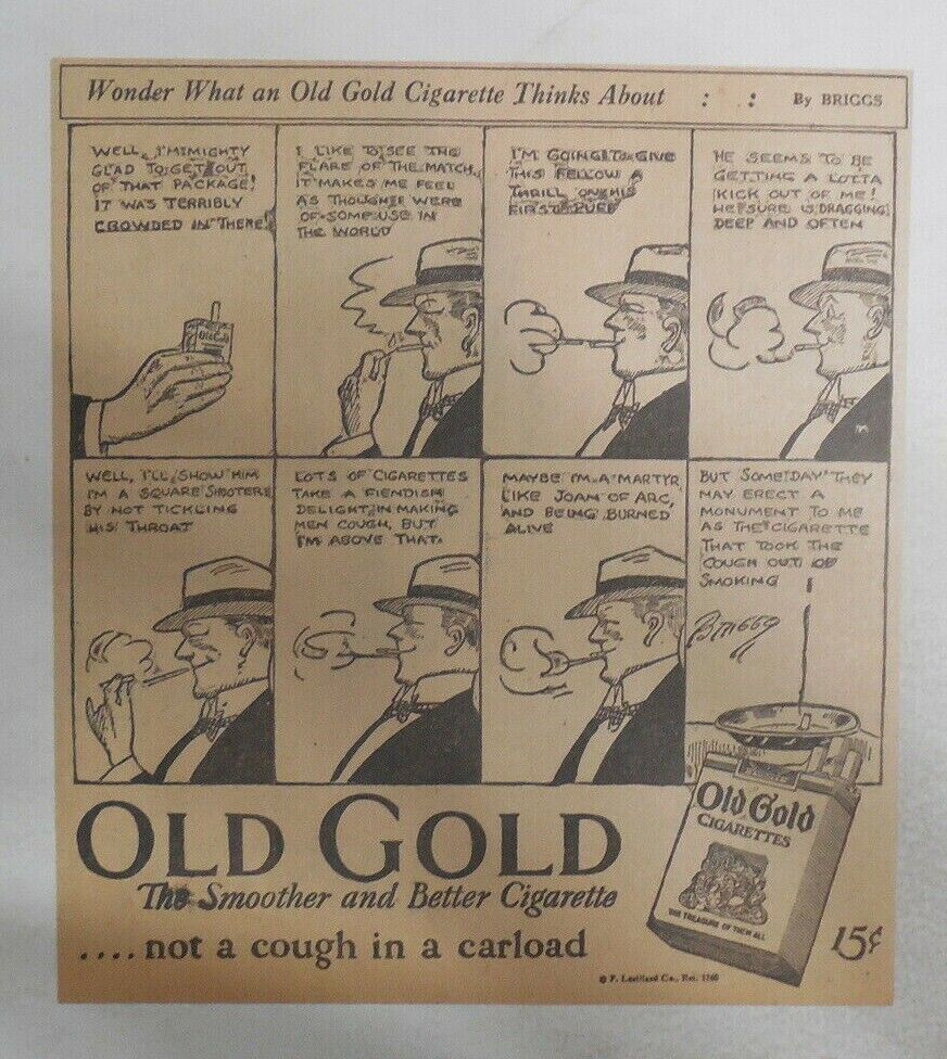 Old Gold Cigarette Ad: 3 Claire Briggs Old Gold Comic Ads 1927 Size 8 x ...