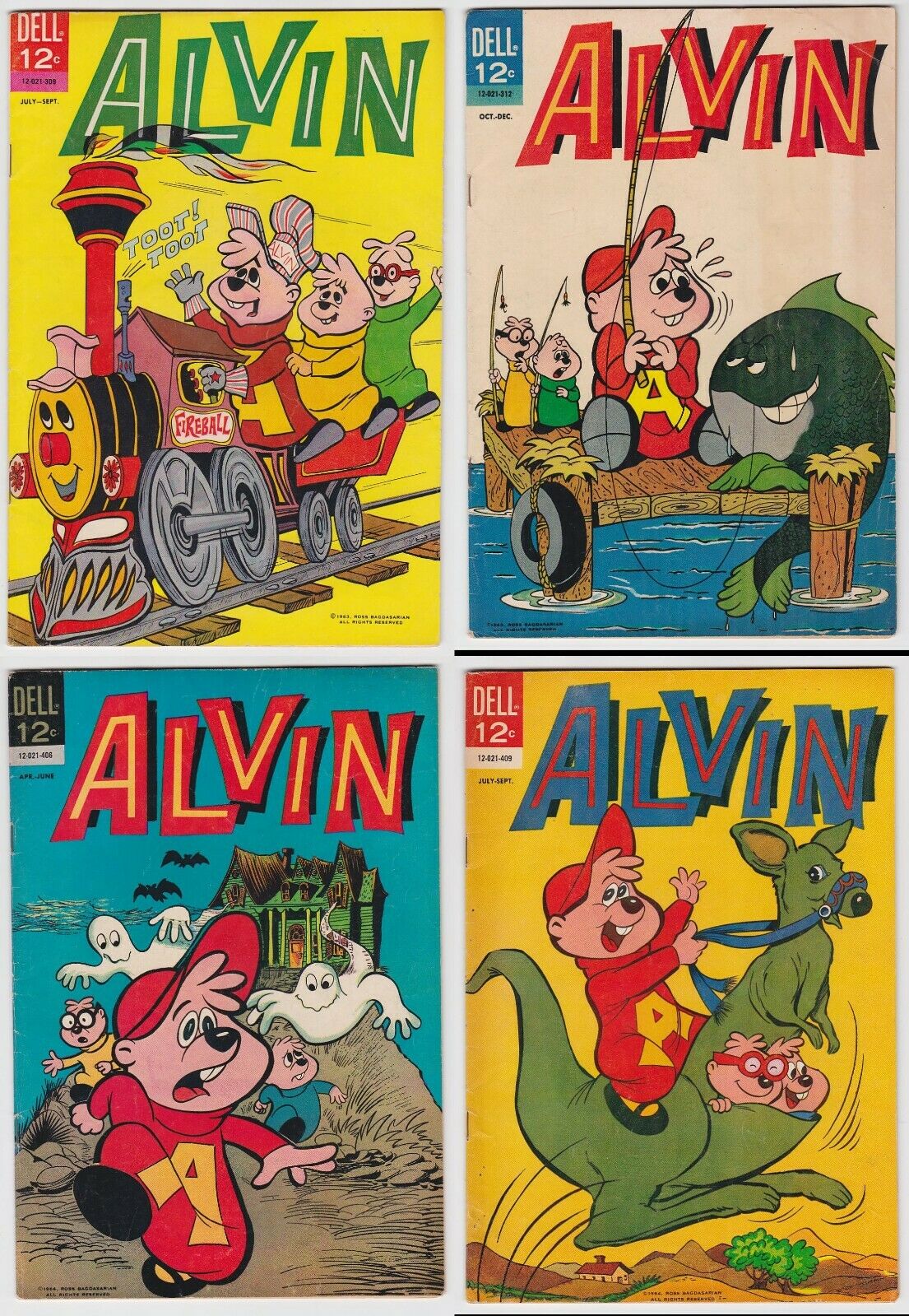 Alvin and the Chipmunks #4,5,7,8 1964 Dell comics Lot of 4 | Comic ...