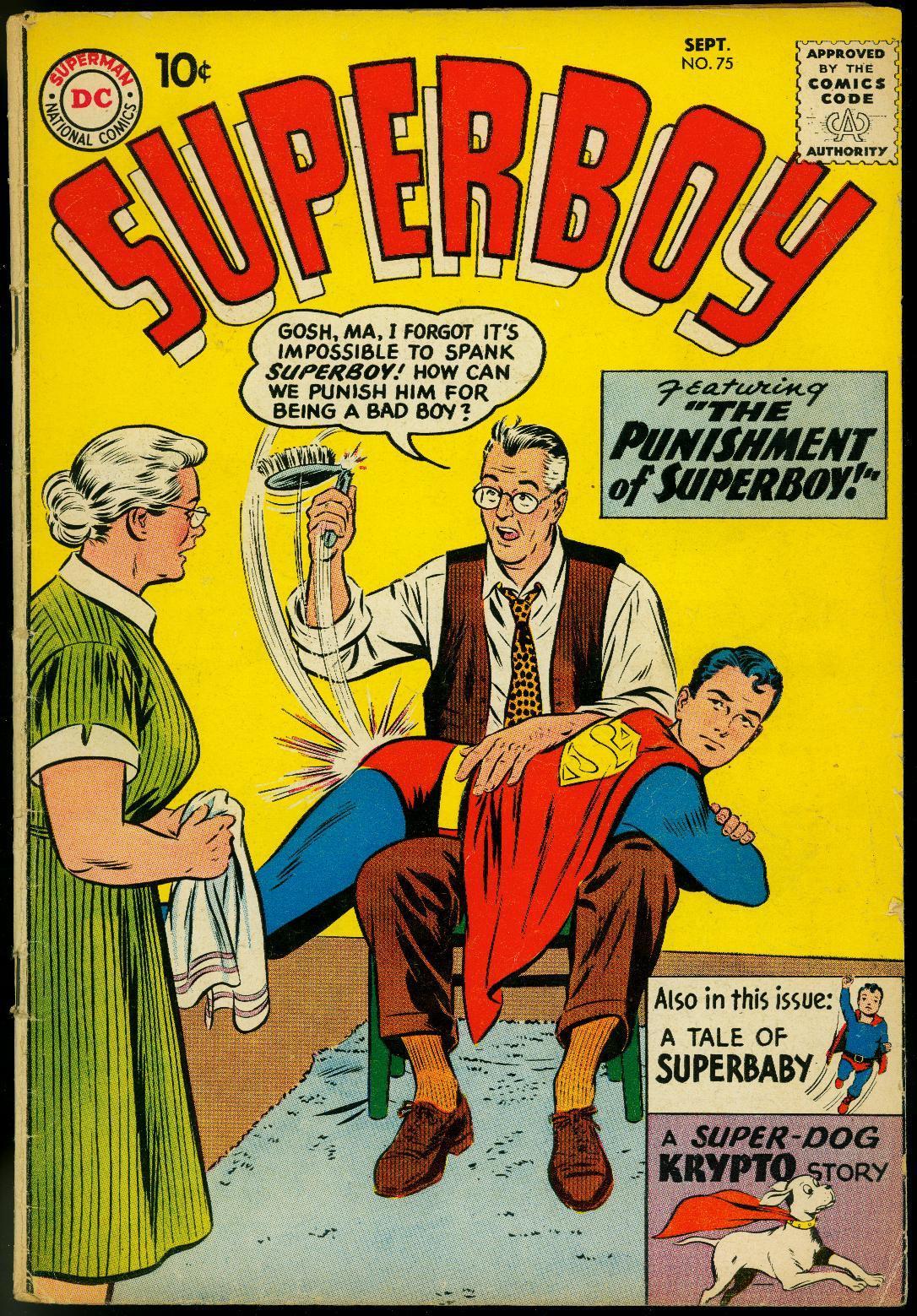 Superboy #75 1959-Krypto-Dc Comics-Spanking Cover VG | Comic Books ...
