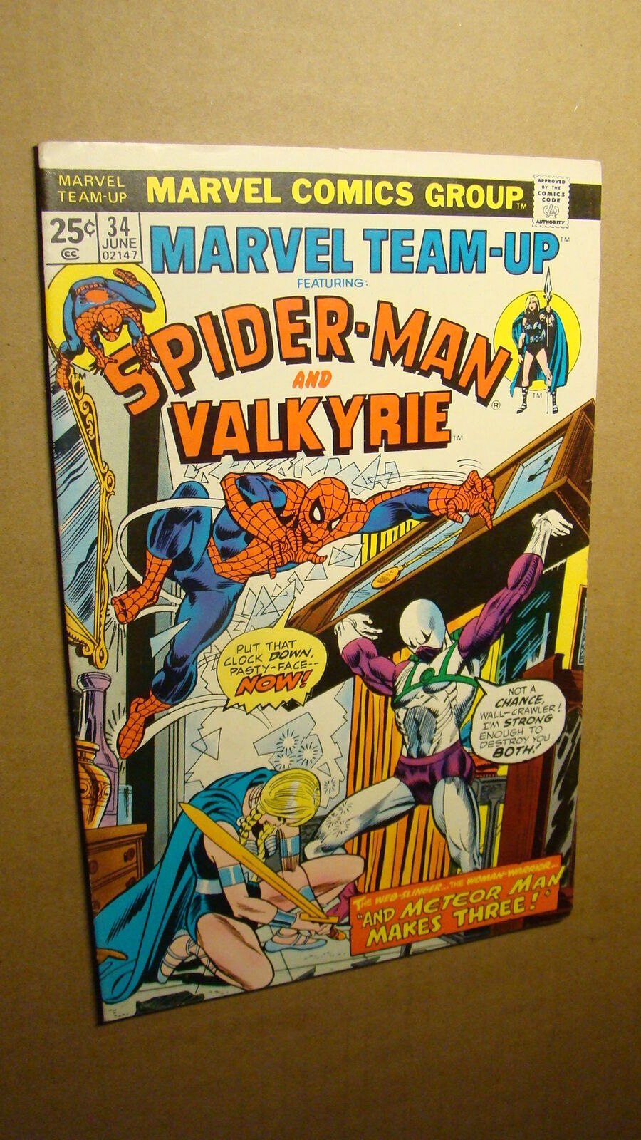 Marvel Team-Up 34 *Nice Copy* Valkyrie VS Meteor MAN 1975 Mantlo Spider ...