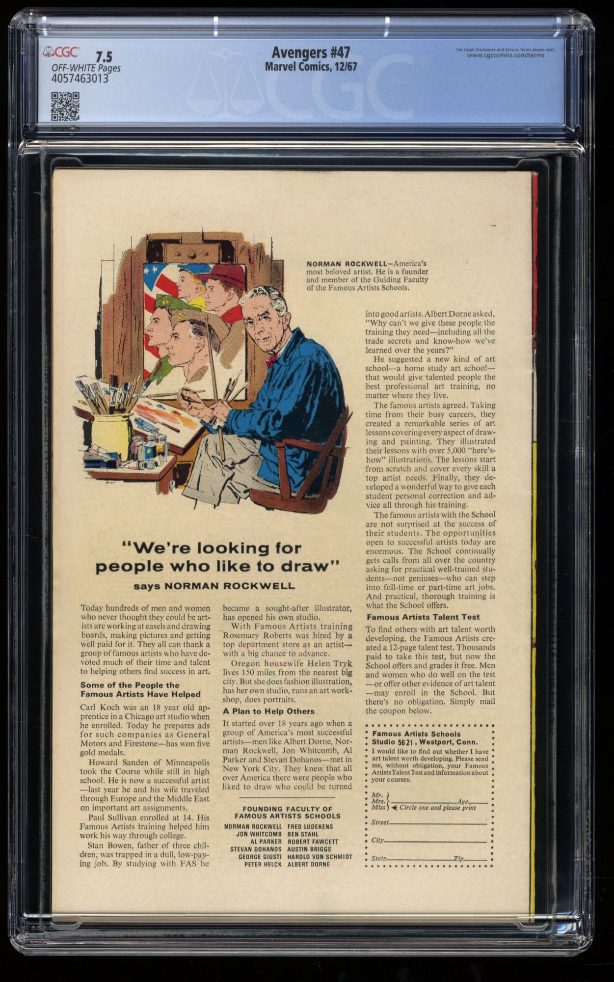Avengers #47 CGC VF- 7.5 Off White RARE DOUBLE COVER! | Comic Books ...