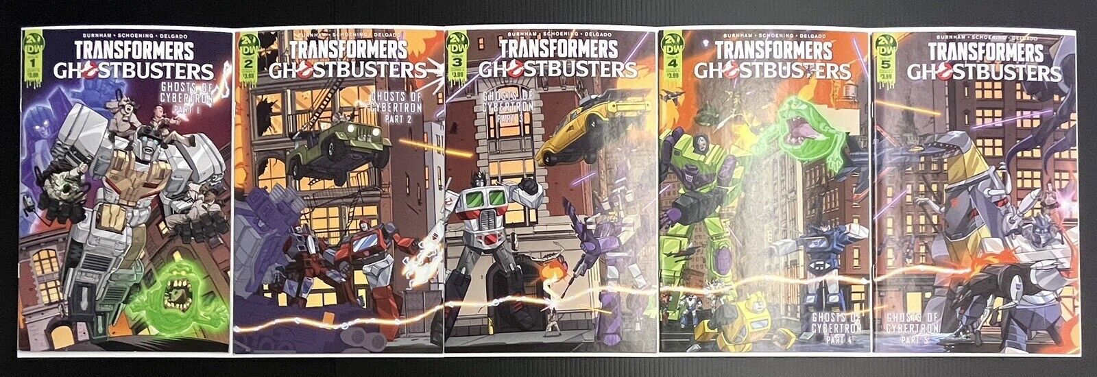 Transformers Ghostbusters #1 CVR B + #2-5 Connecting Covers Complete ...