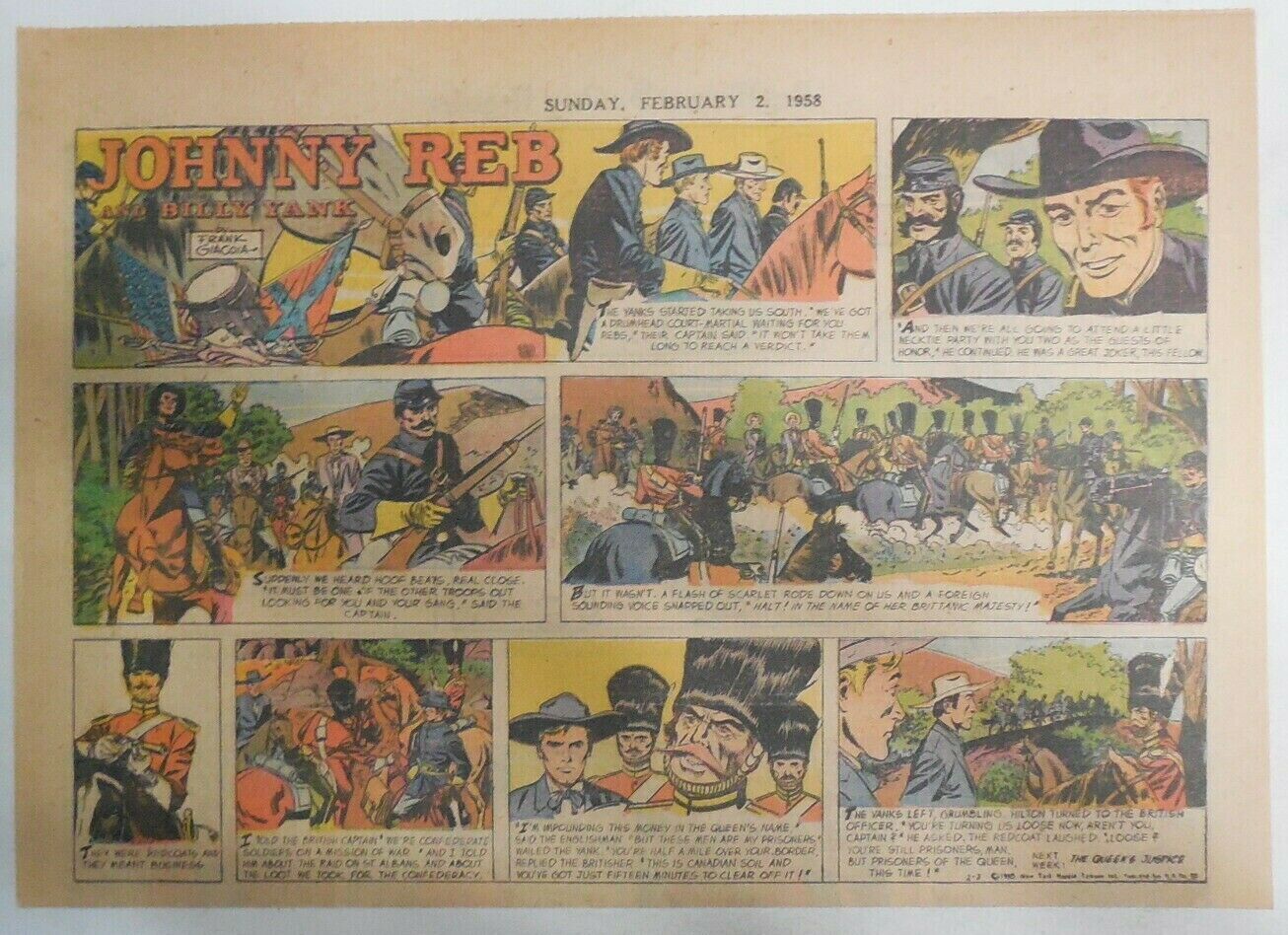 Johnny Reb Sunday by Frank Giacoia & Jack Kirby from 2/2/1958 Half Page Size! | Comic Books ...