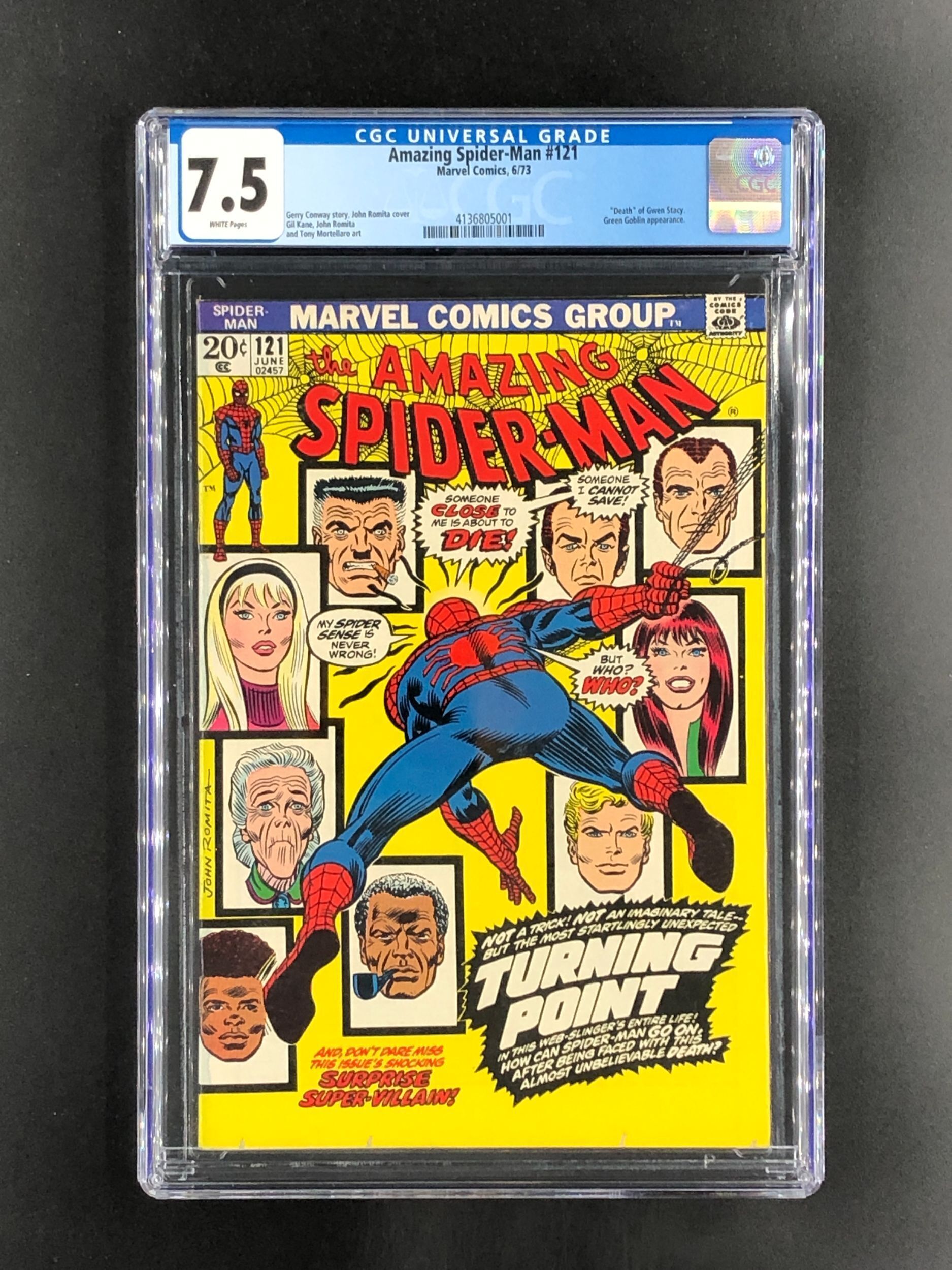 The Amazing Spider-Man #121 (1973) CGC 7.5 White Pages "Death" of Gwen ...