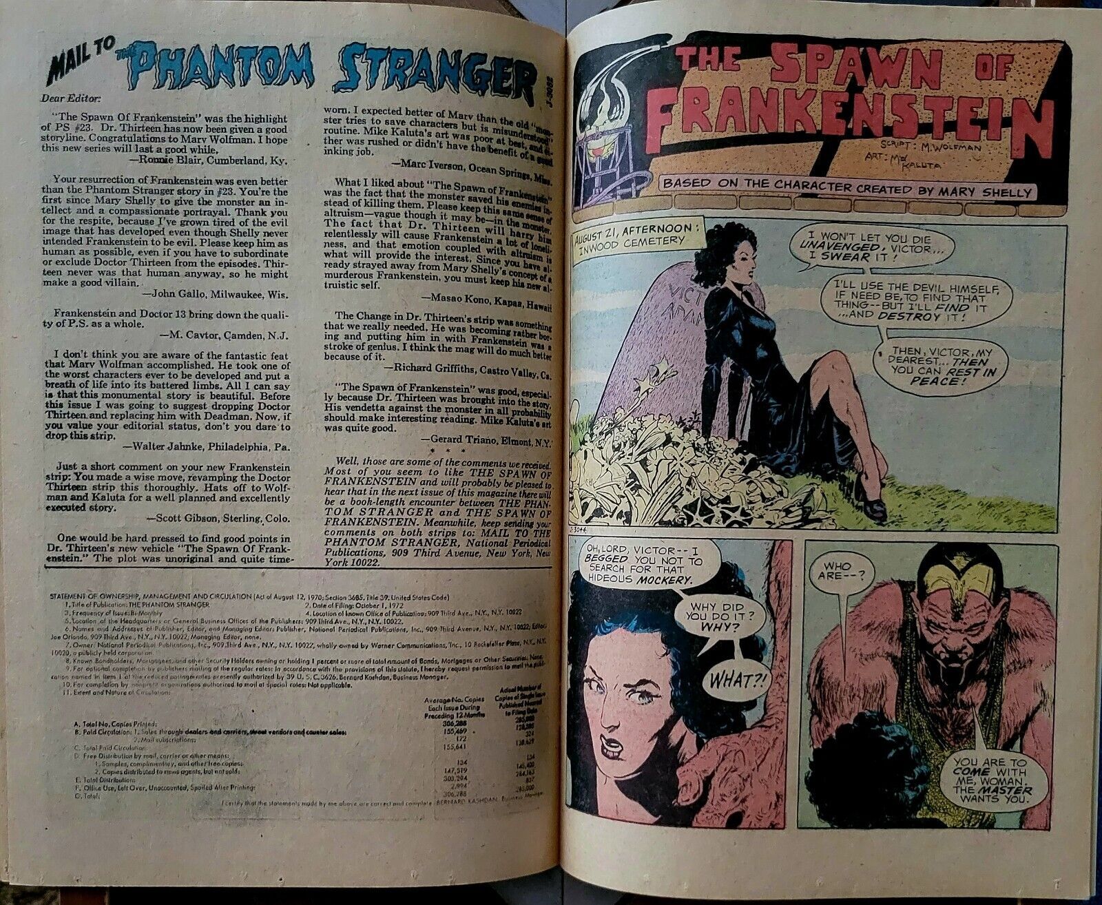 PHANTOM STRANGER #25 VG+ (DC, 1973) Dance of the Serpent + Spawn of FRANKENSTEIN | Comic Books ...