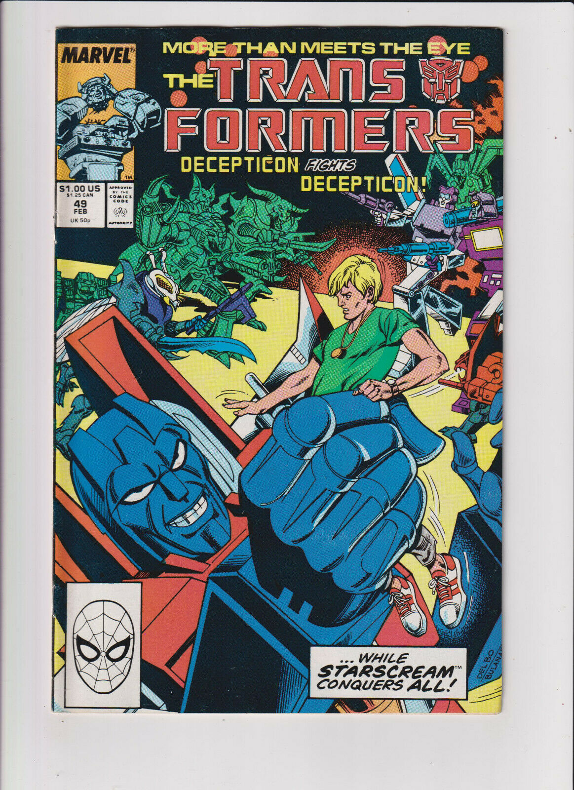 Transformers Marvel Comics #49 VF+ 8.5 Optimus Prime Decepticons ...