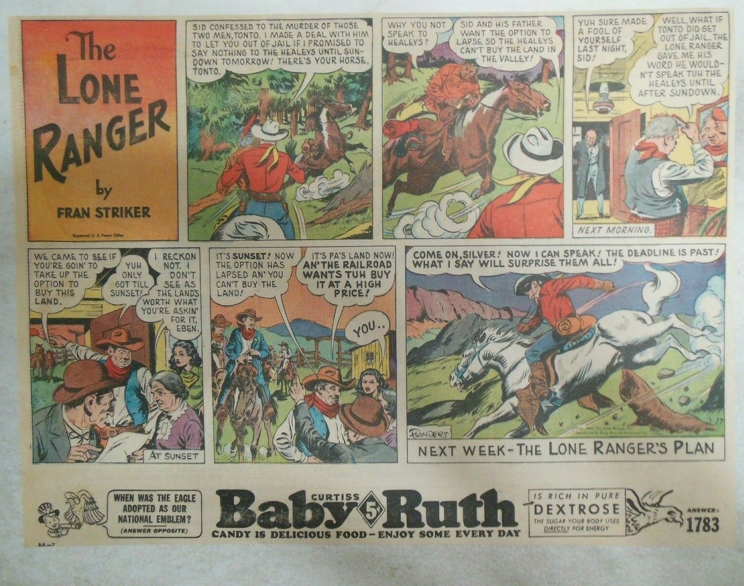 Lone Ranger Sunday by Fran Striker and Charles Flanders from 3/17/1940 ...
