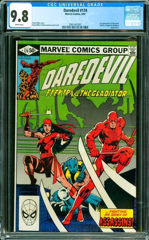 Daredevil #174 CGC graded 9.8 1st appearance of the Hand. Elektra ...