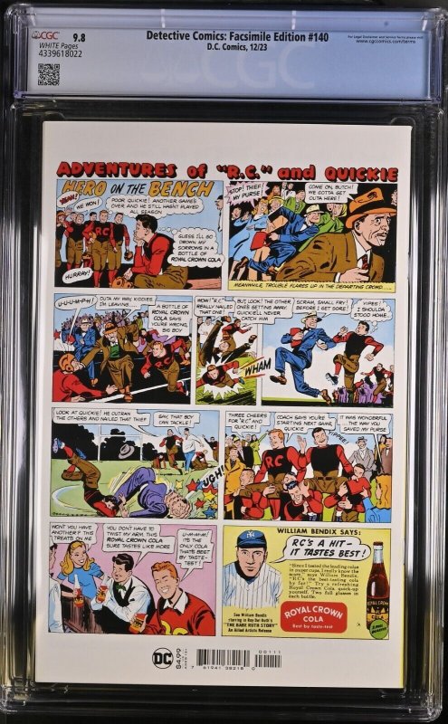 Detective Comics 140 Facsimile Edition CGC 9.8 Reprints 1948 1st ...