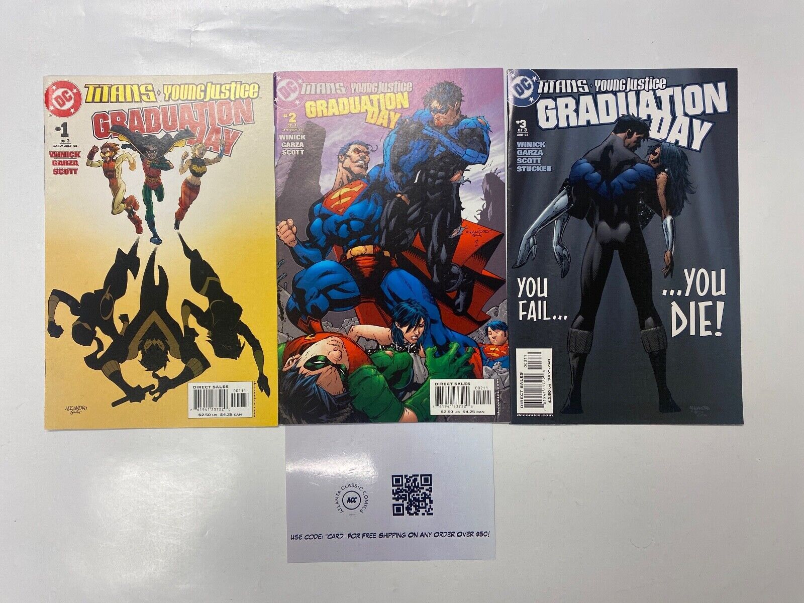 3 Titans Young Justice Graduation Day DC COMICS #1 2 3 Complete 44 KM6 ...
