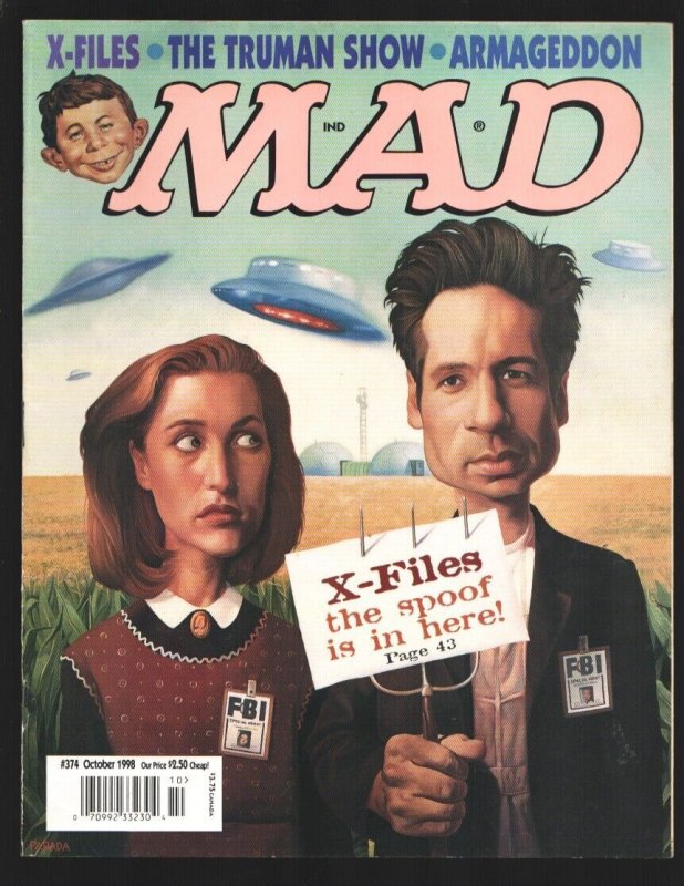 Mad Magazine #374 10/1998-X-Files cover art-The Truman Show-Armageddon ...