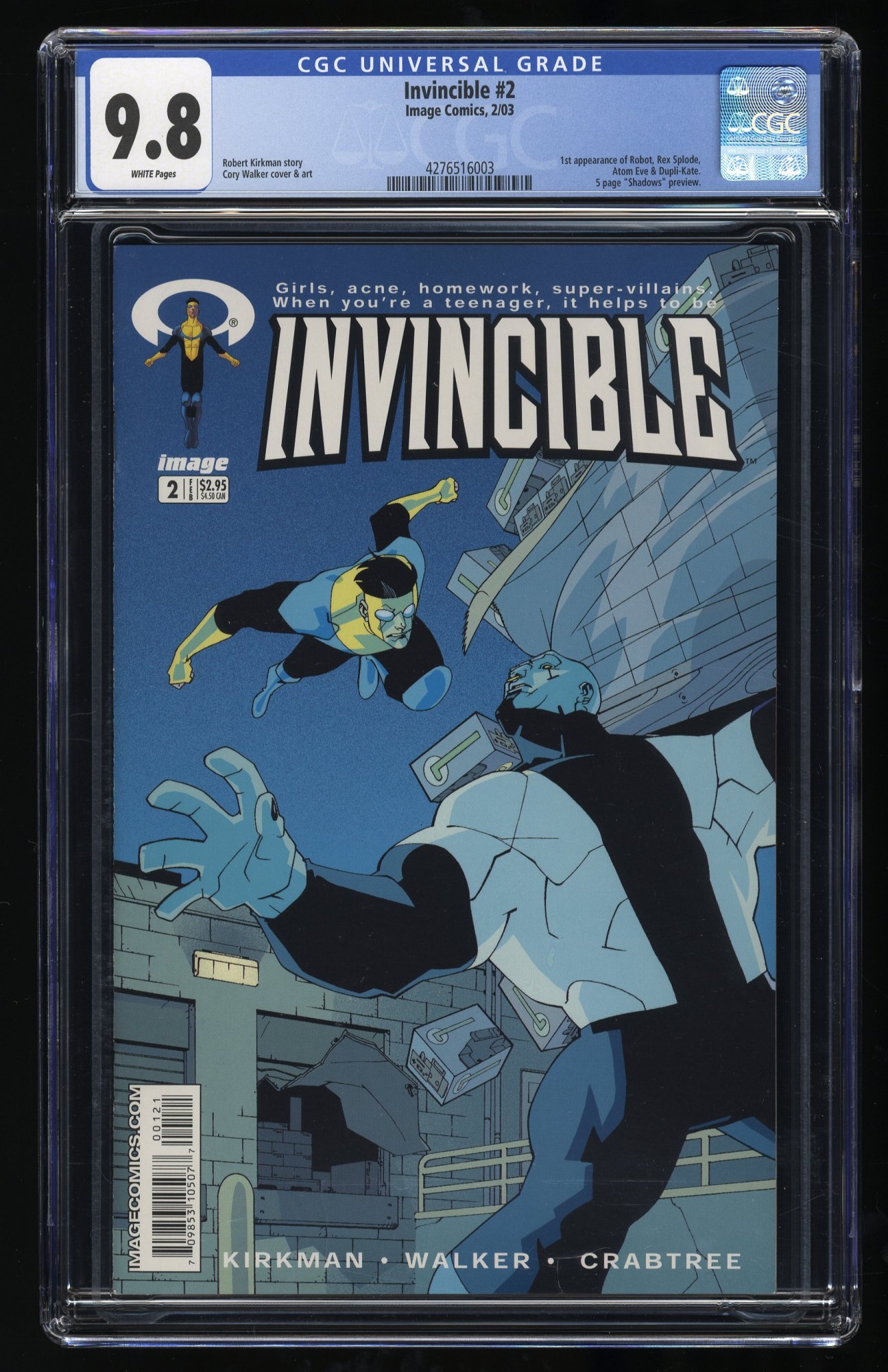 Invincible #2 CGC NM/M 9.8 1st Robot Rex Plode, Atom Eve and Dupli-Kate ...