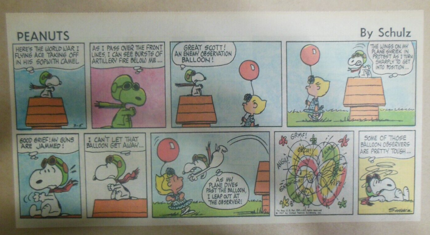 Peanuts Sunday Page by Charles Schulz from 3/5/1967 Size: ~7.5 x 15 ...
