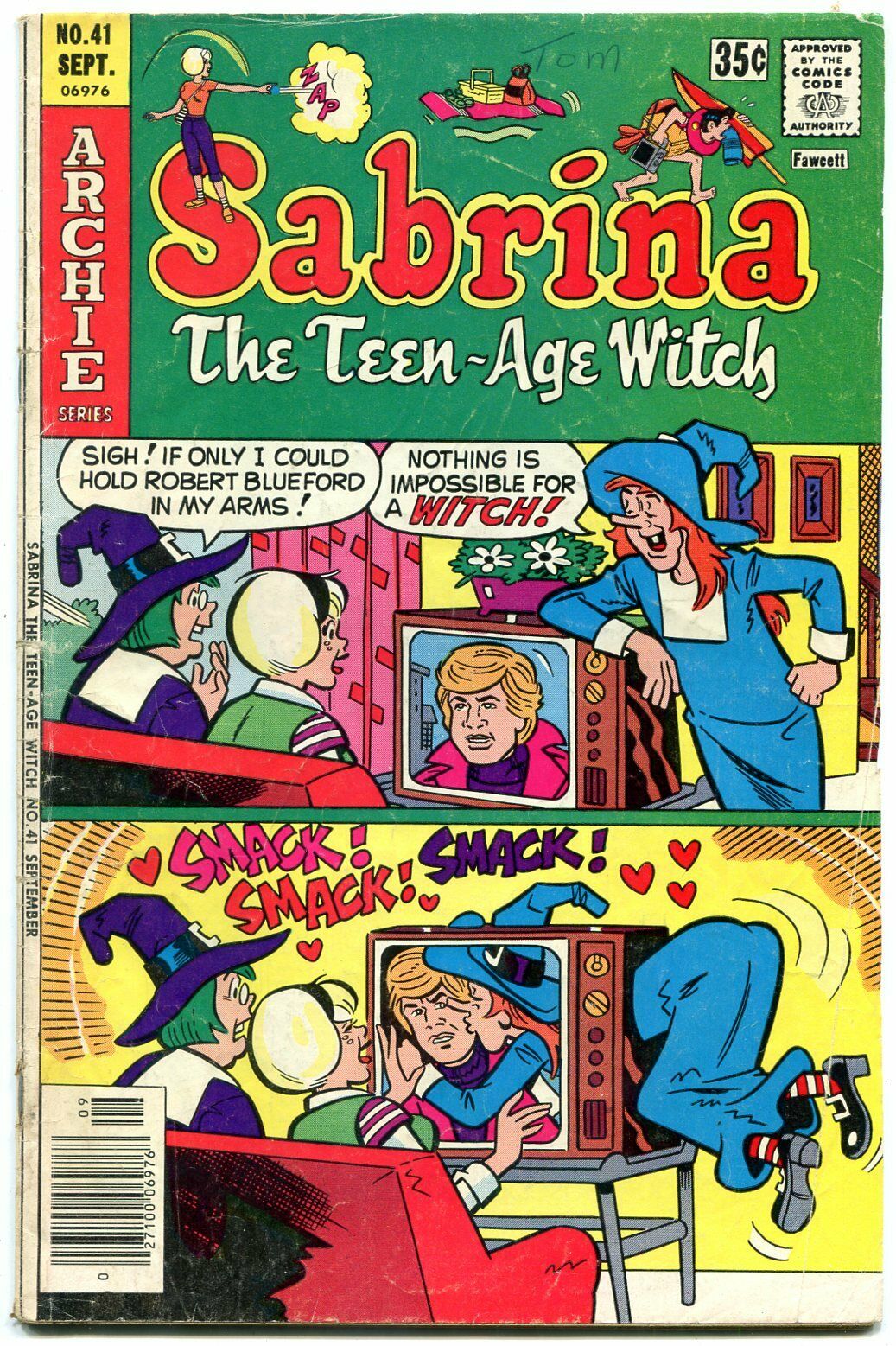 Sabrina The Teenage Witch #41 1977- Archie- Robert Redford parody cover ...