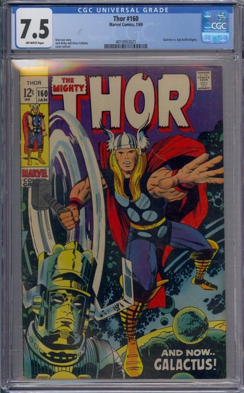 Thor #160 CGC 7.5 Galactus VS EGO Jack Kirby | Comic Books - Silver Age ...