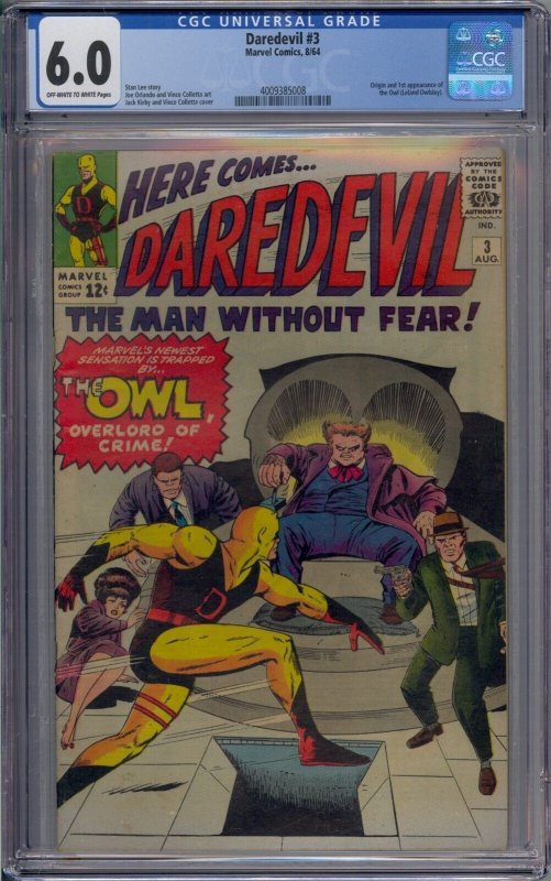Daredevil #3 CGC 6.0 1st OWL Leland Owlsley Jack Kirby | Comic Books ...