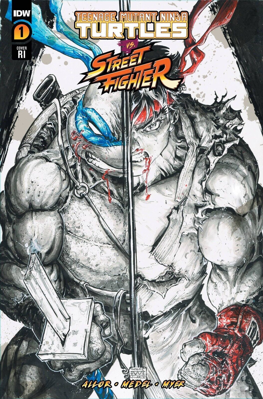 Tmnt VS Street Fighter #1 1:100 Freddie Williams II IDW 2023 Cs02-07 ...
