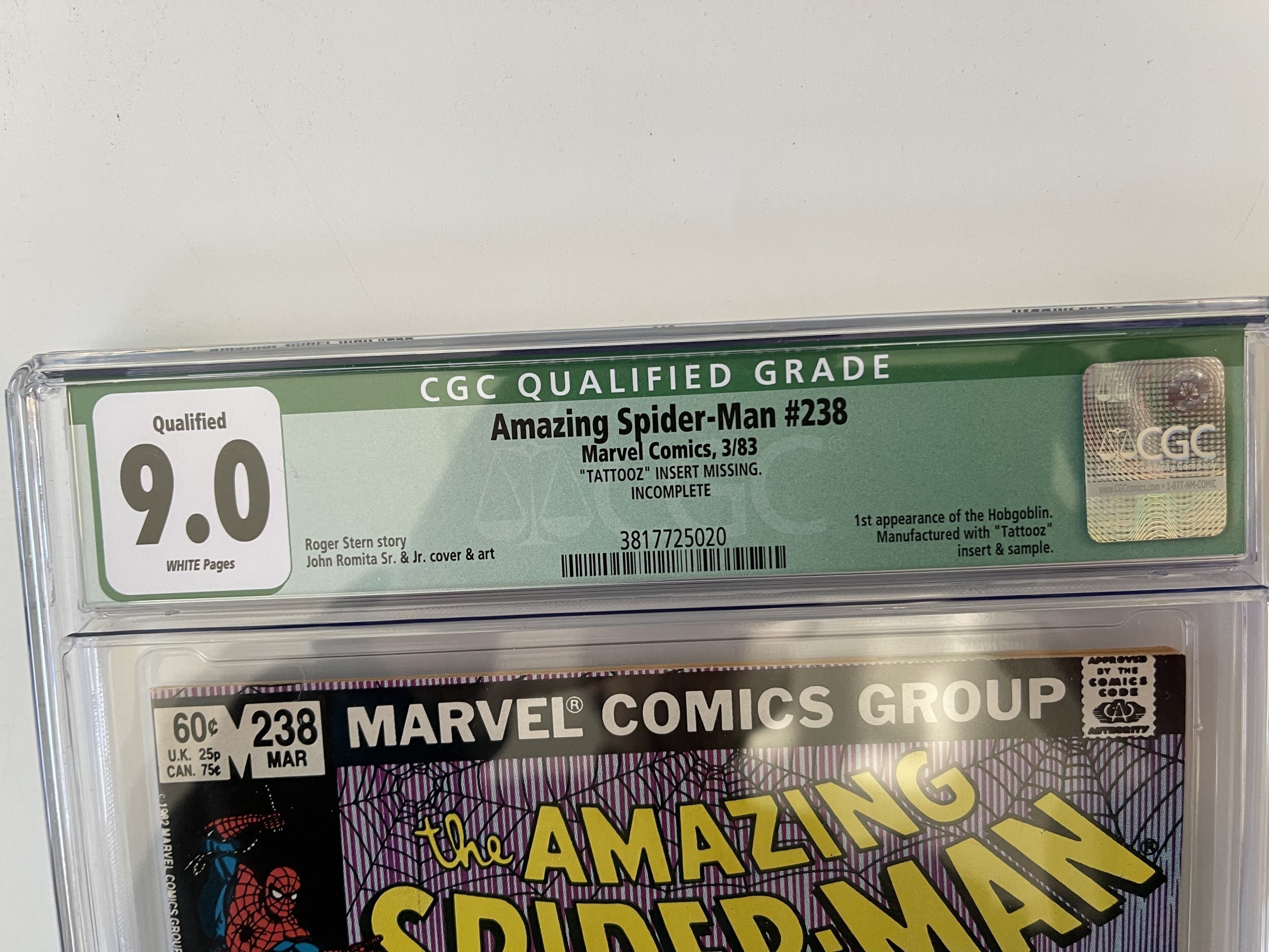 Amazing Spider-Man 238 CGC 9.0 - Missing Insert - 1st Hobgoblin 1983 ...