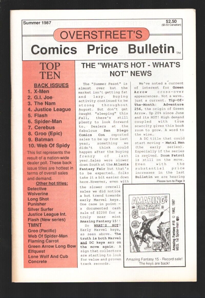 Overstreet Comics Price Bulletin #4 1987-Info on price increases ...