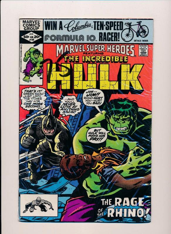 Marvel Super-Heros ft.THE INCREDIBLE HULK #105 FINE (SRU508) | Comic ...