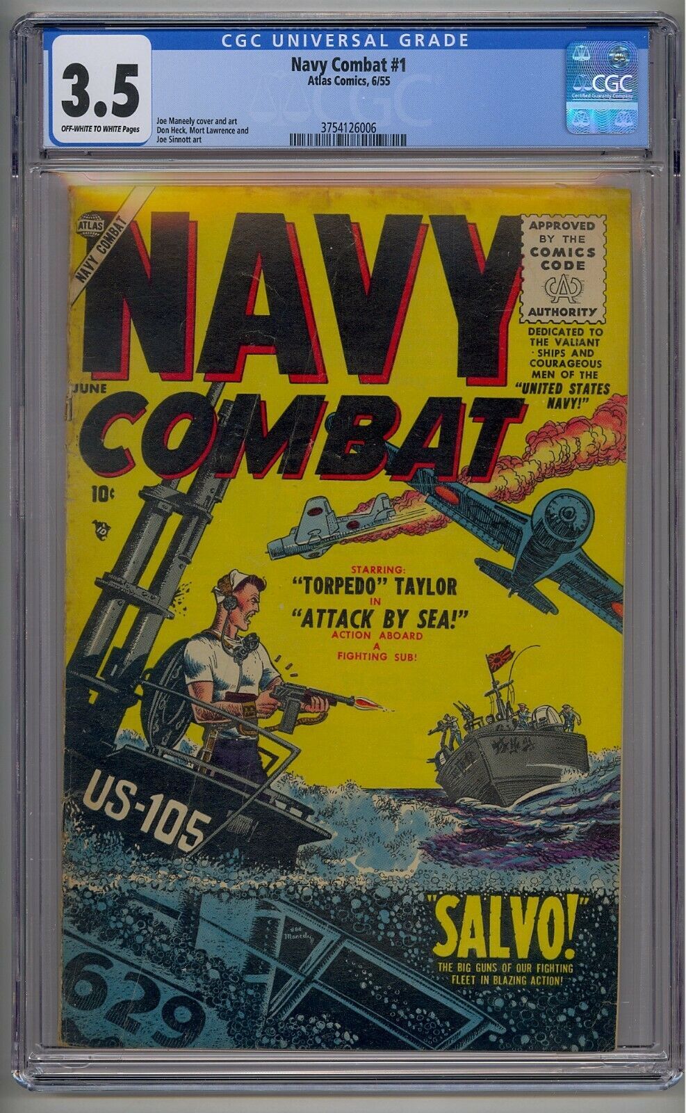 Navy Combat #1 CGC 3.5 Atlas WAR Comic | Comic Books - Golden Age ...