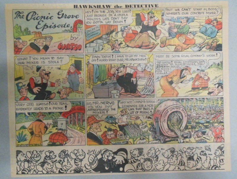 Hawkshaw The Detective Sunday Page Gus Mager from 9/22/1940 Size 11 x ...
