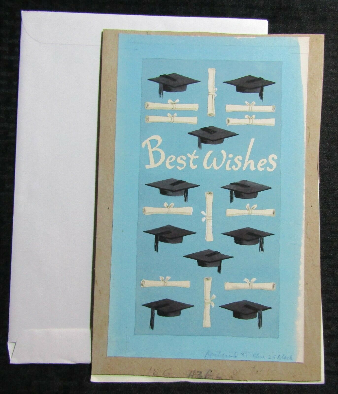 BEST WISHES Graduation Cap & Diplomas 8x12" Greeting Card Art #G1136 ...