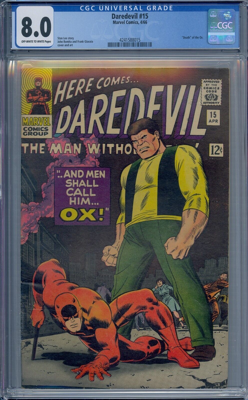 Daredevil #15 CGC 8.0 Death of the OX John Romita | Comic Books ...