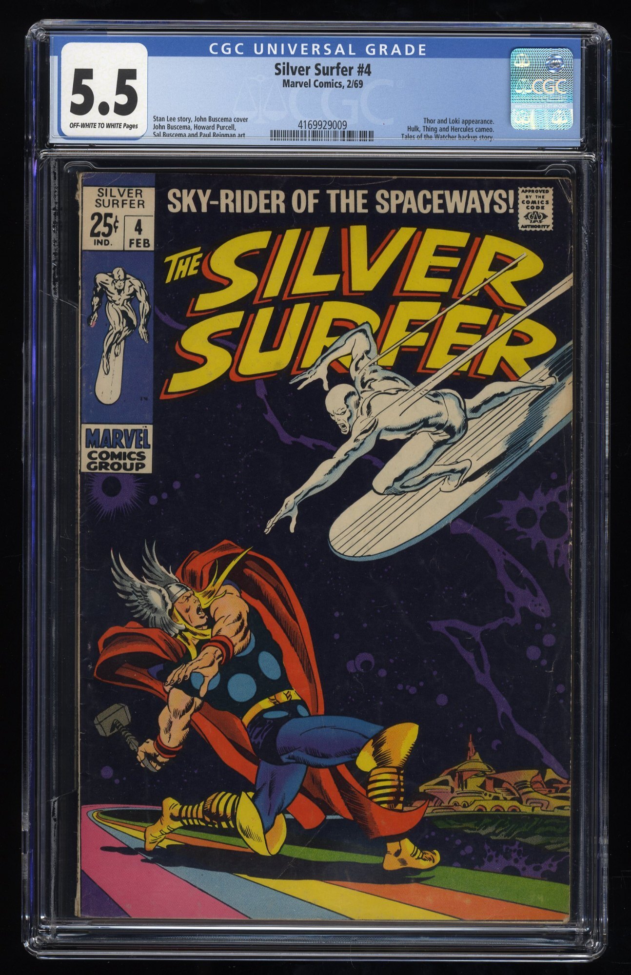 Silver Surfer #4 CGC FN- 5.5 Off White to White vs Thor! Loki ...