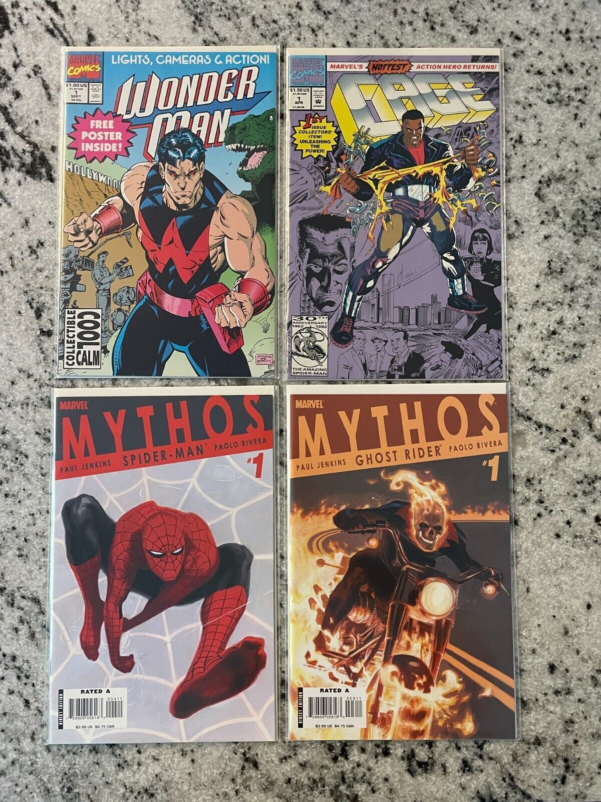 4 Comics Mythos Ghost Rider & Spider-Man # 1 NM + Cage # 1 + Wonder Man ...