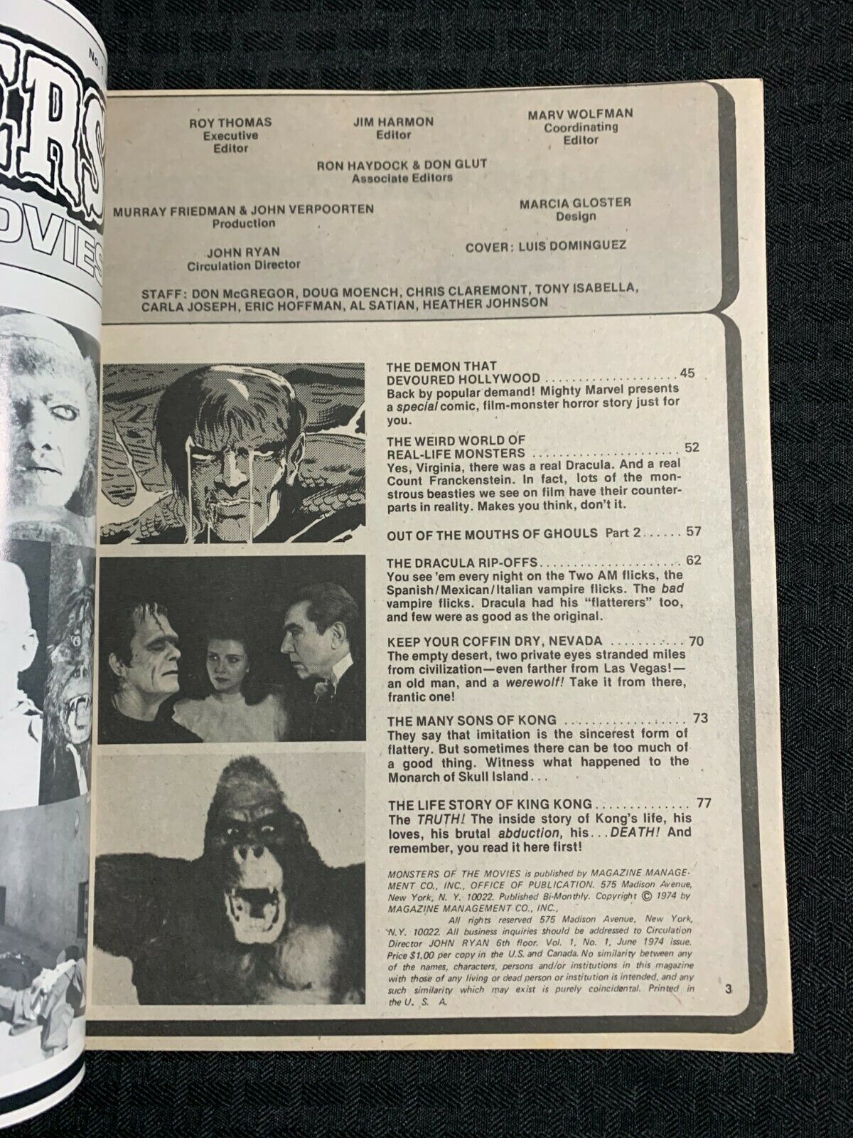 1974 MONSTERS OF THE MOVIES Magazine #1 FN+ 6.5 King Kong / Barry ...