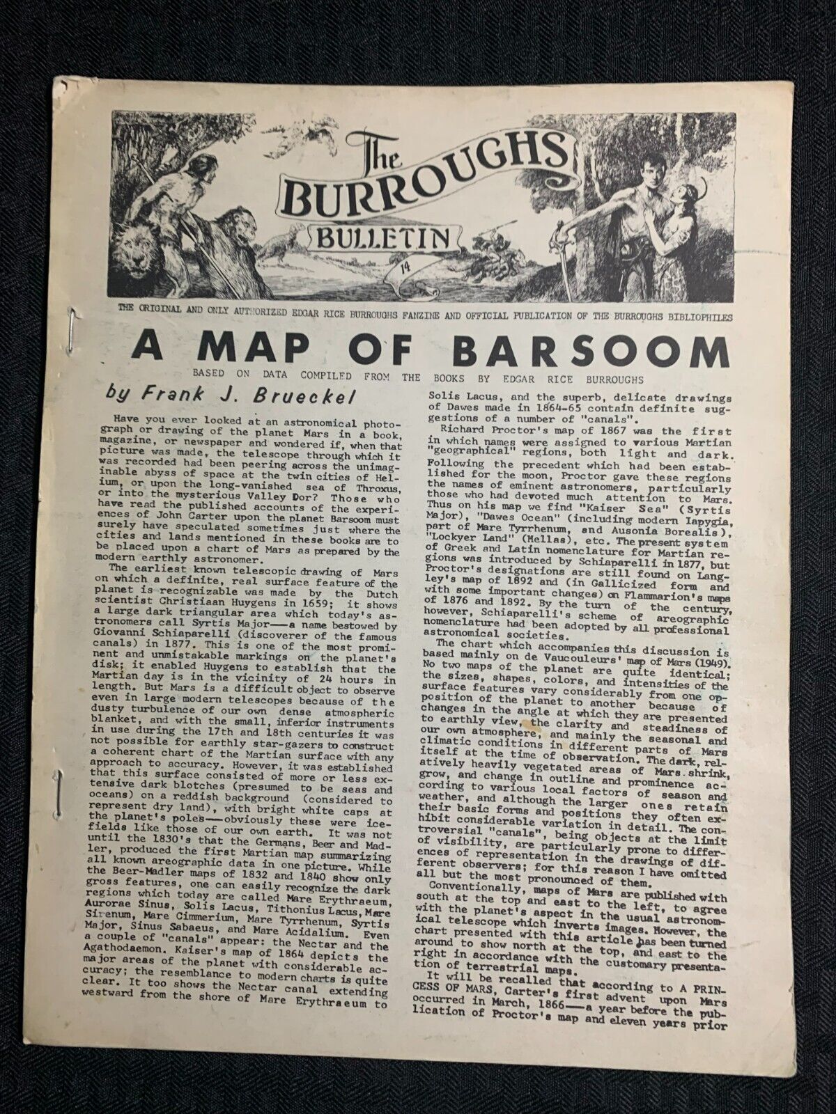 1963 THE BURROUGHS BULLETIN Fanzine #14 VG 4.0 A Map of Barsoom w/ Map ...