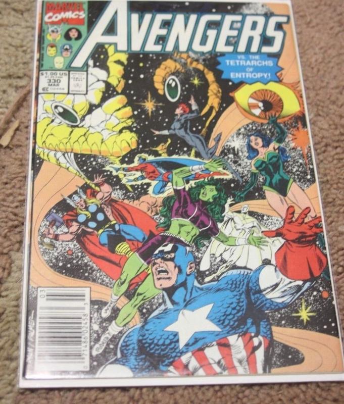 Avengers # 330 (Mar 1991, Marvel)entropy, captain america thor she hulk ...