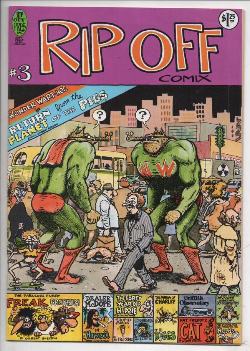 RIP OFF COMIX 3, NM-, Wonder Wart-hog, 2nd, Furry Freak, 1978, more UG ...