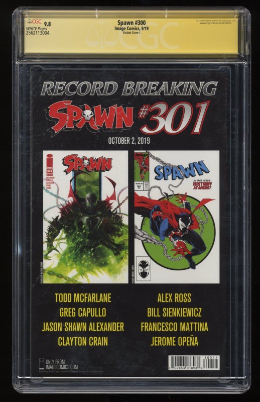 Spawn #300 CGC NM/M 9.8 McFarlane Cover J Variant Spider-Man #300 ...