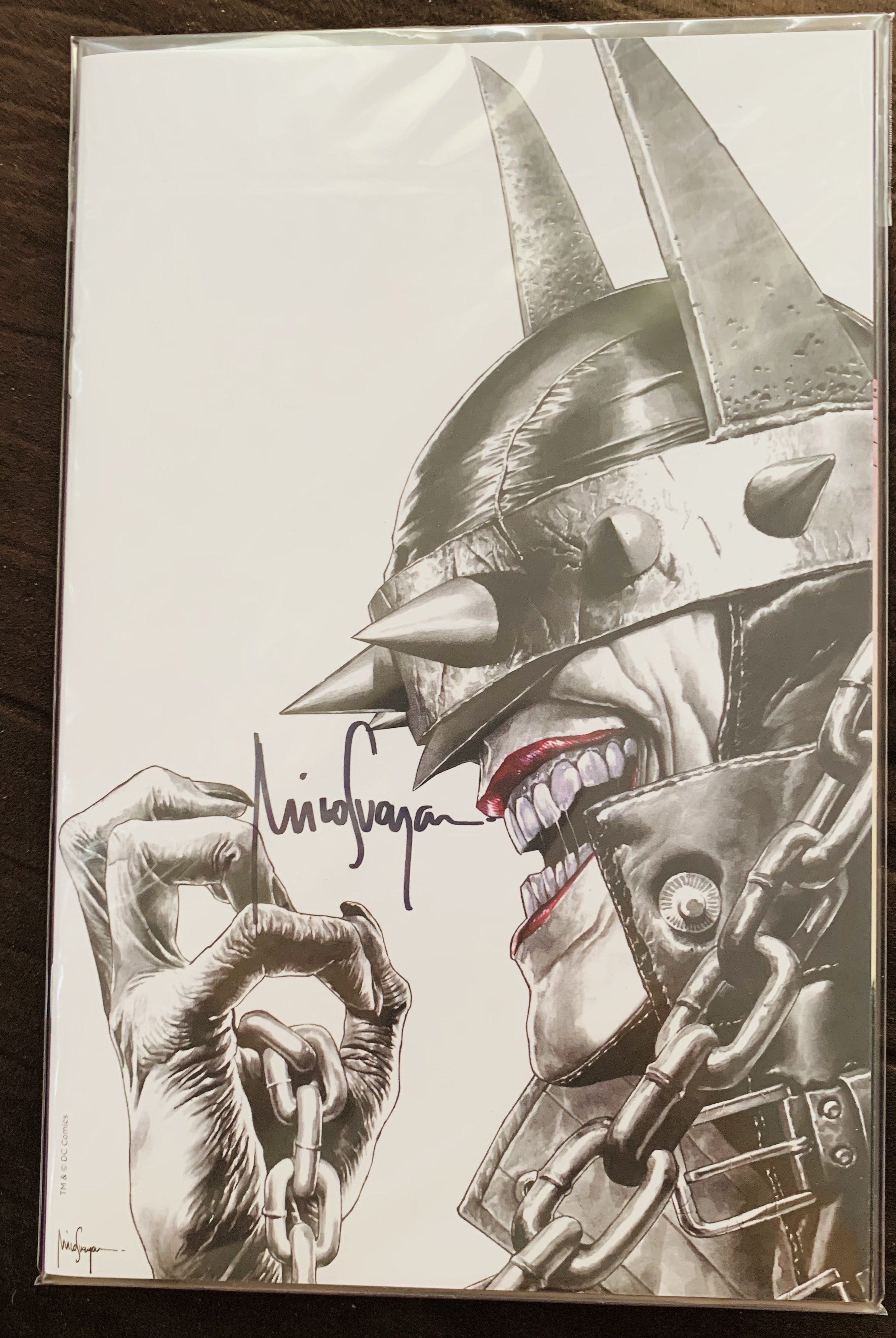 The Batman Who Laughs #1 Unknown Comics Mico Suayan B/W Virgin signed ...