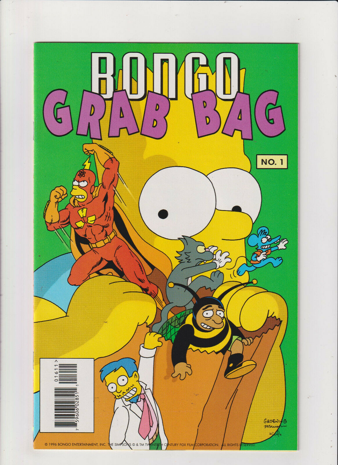 Simpsons #16 NM- 9.2 Newsstand Bongo 1996 Homer,Bart, Bumblebee Man,Dr ...