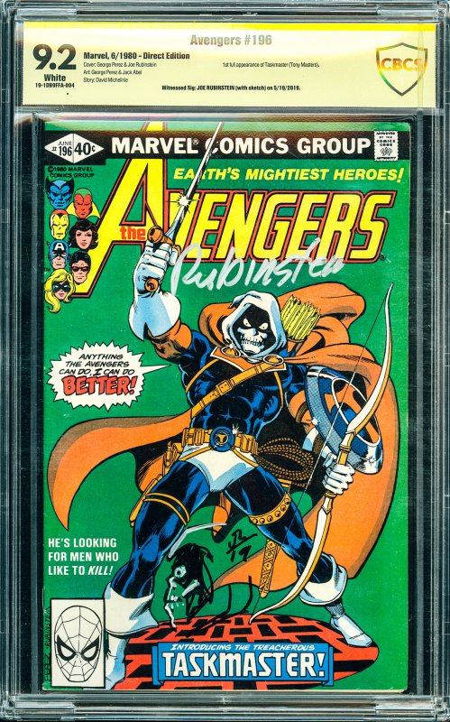 The Avengers #196 (1980) CBCS Graded 9.2 *Signed by Joe Rubinstein With ...