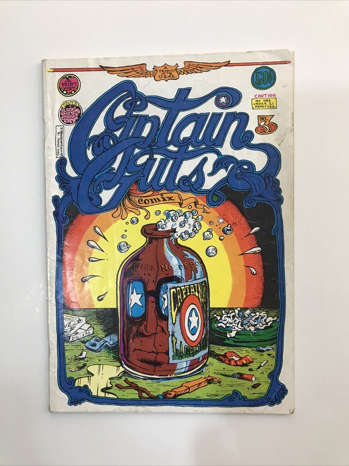 Captain Guts #1 & 3, the Print Mint Underground Comix 1969 Larry Welz ...