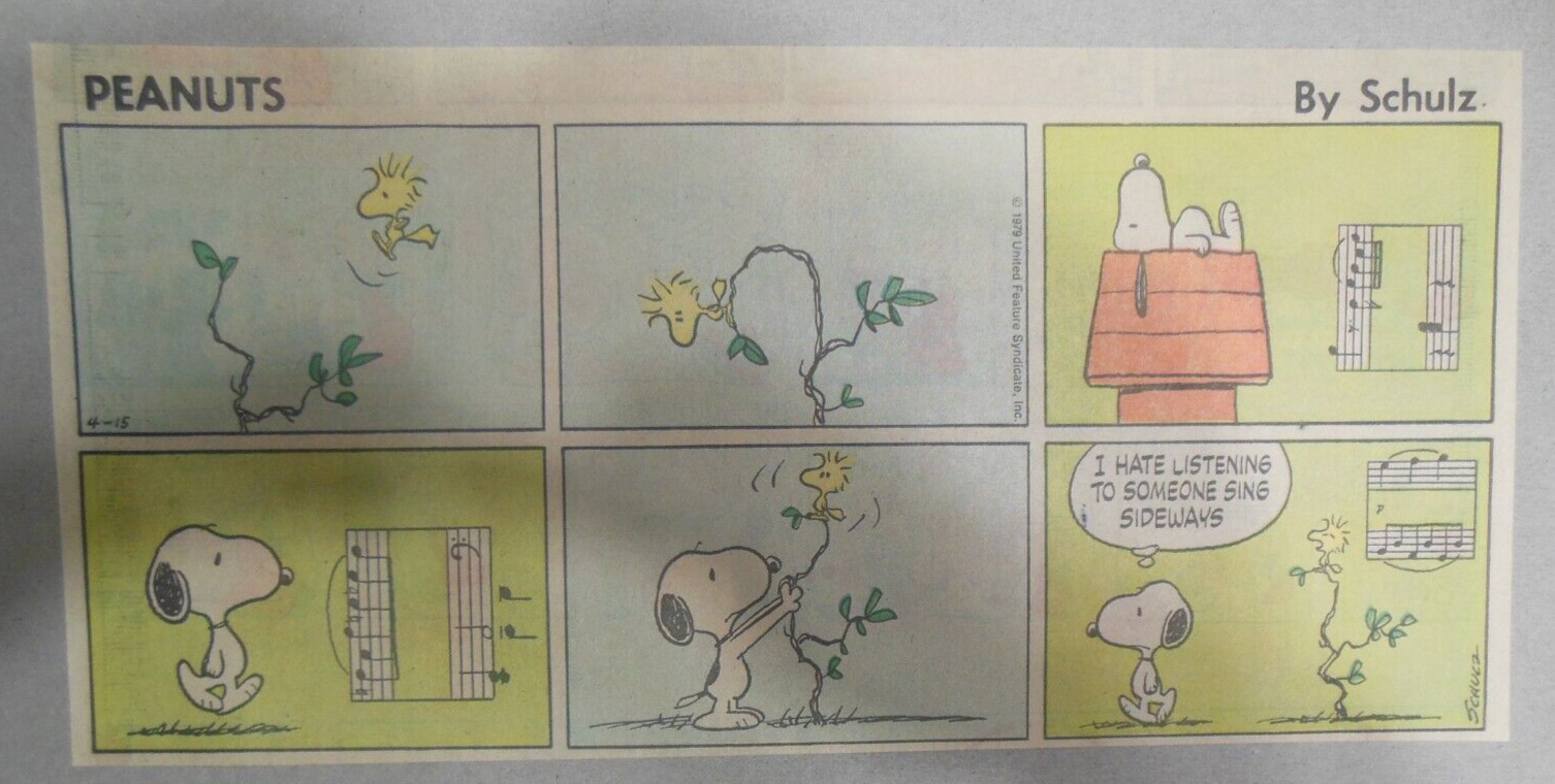 Peanuts Sunday Page by Charles Schulz from 4/15/1979 Size: ~7.5 x 15 ...