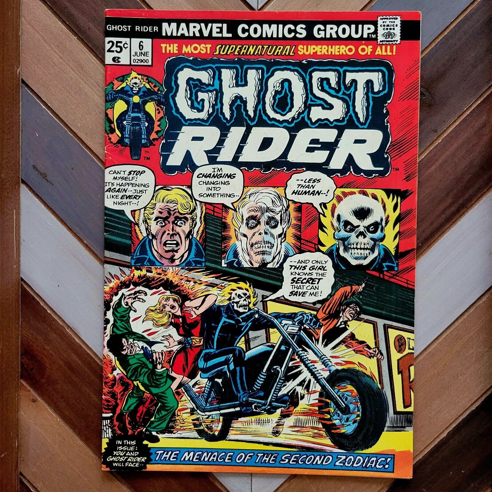 GHOST RIDER #6 FN (Marvel 1974) BLAZE tracks down The ZODIAC! MVS In ...
