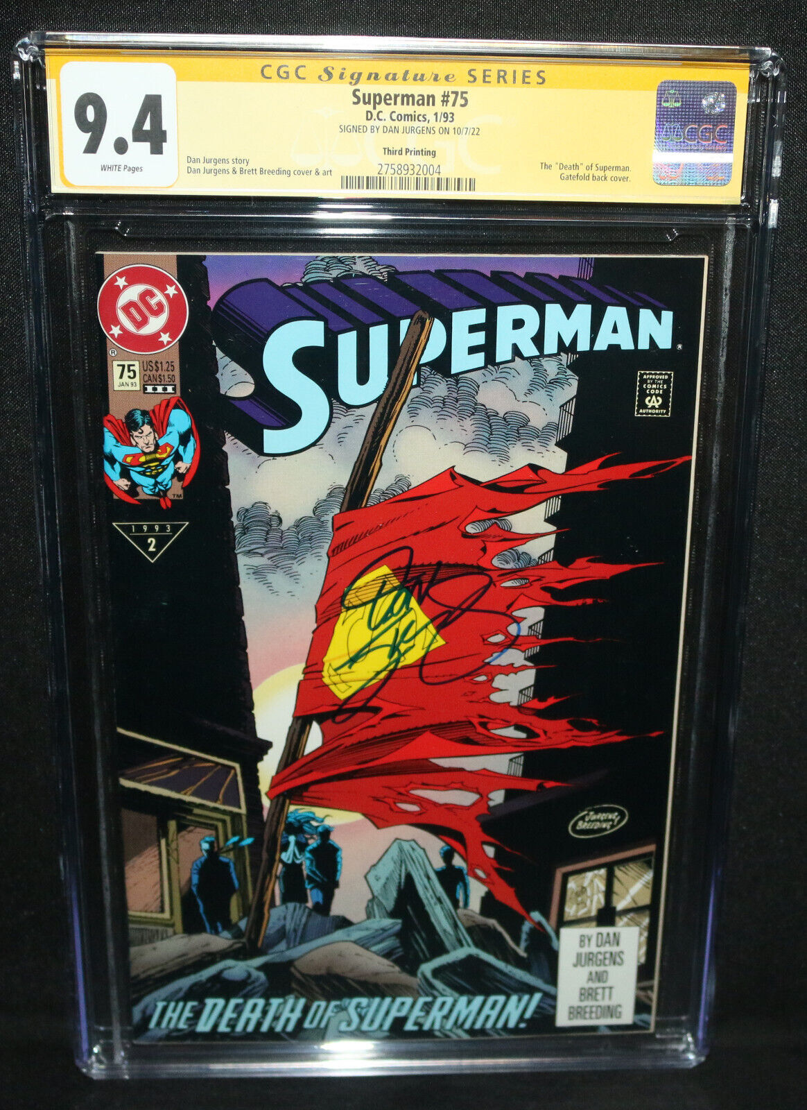 Superman #75 - Dan Jurgens - 3rd Print - CGC Signature Series 9.4 ...
