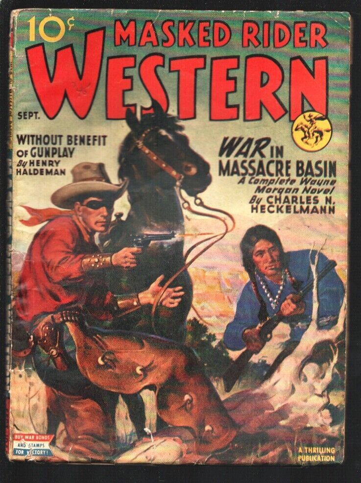 Masked Rider 9/1945-Thrilling-"War in Massacre Basin"-Hero pulp from ...