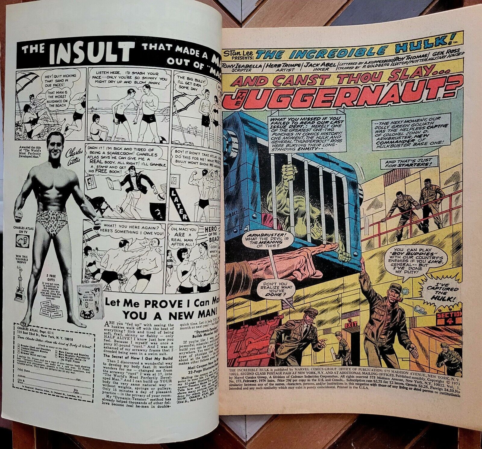 HULK #172 FN/VF (Marvel 1973) Origin of JUGGERNAUT! X-MEN & AVENGERS ...