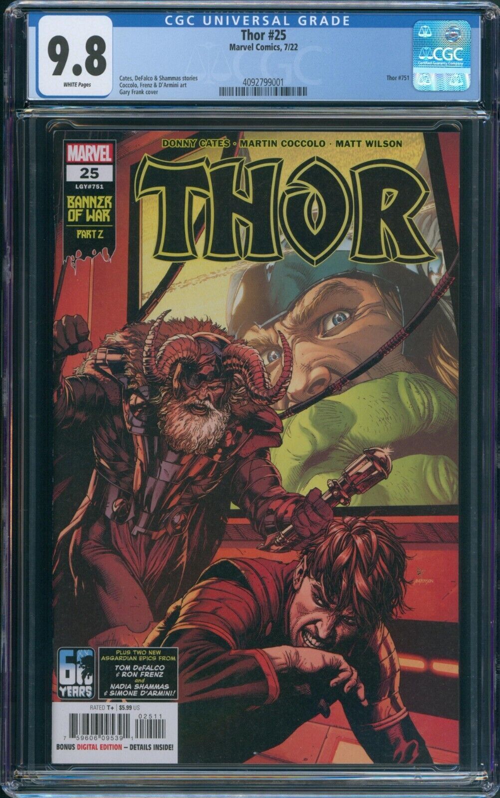 Thor #25 CGC 9.8 White Pages Gary Frank Cover A Banner of War Part Z Marvel 2022 | Comic Books ...