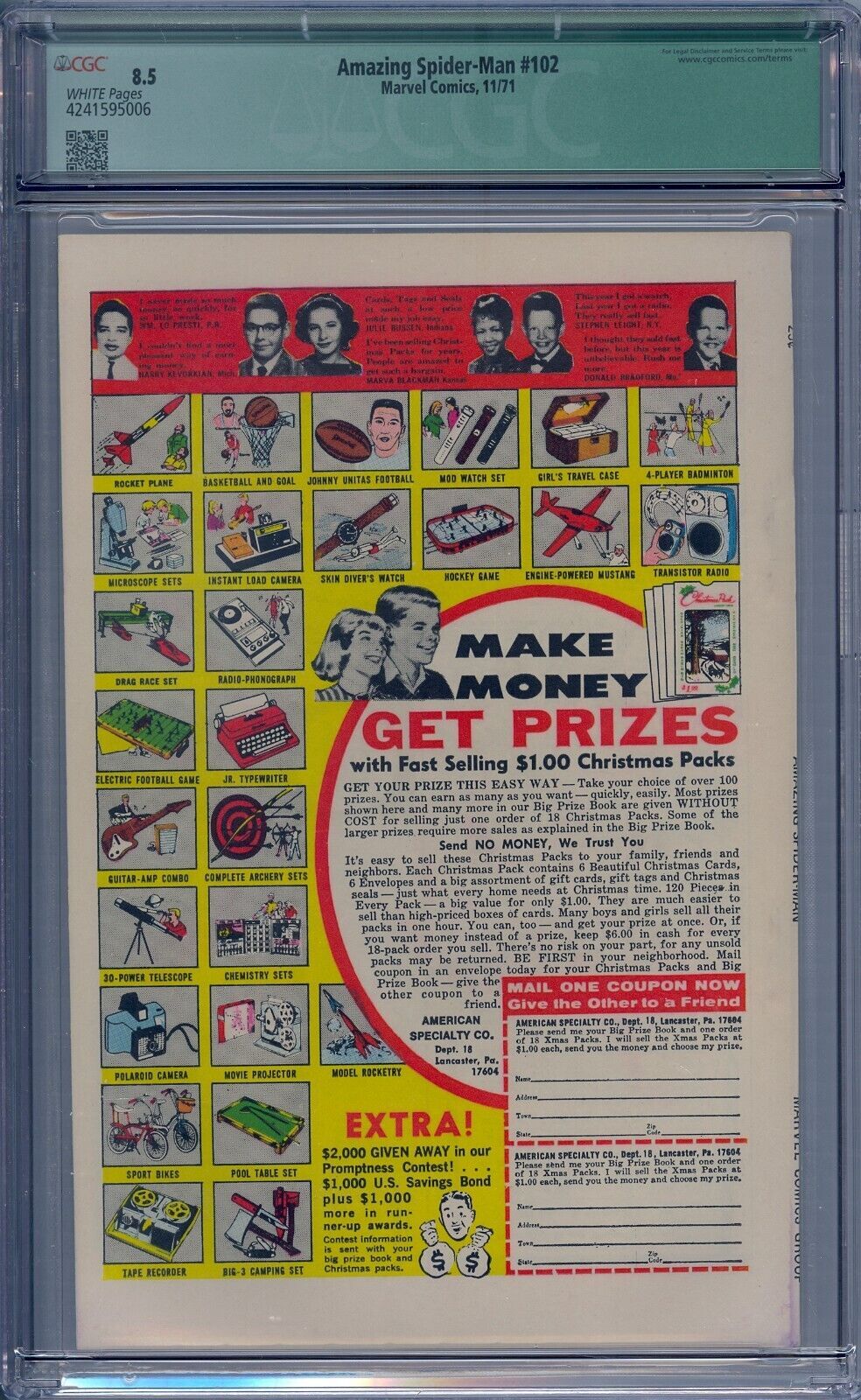 Amazing Spider-Man #102 CGC 8.5 2nd Morbius Signed GIL Kane White Pages ...