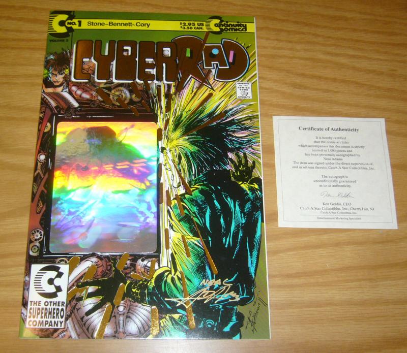 CyberRAD #1 VF/NM gold logo variant signed by neal adams w/ COA limited ...