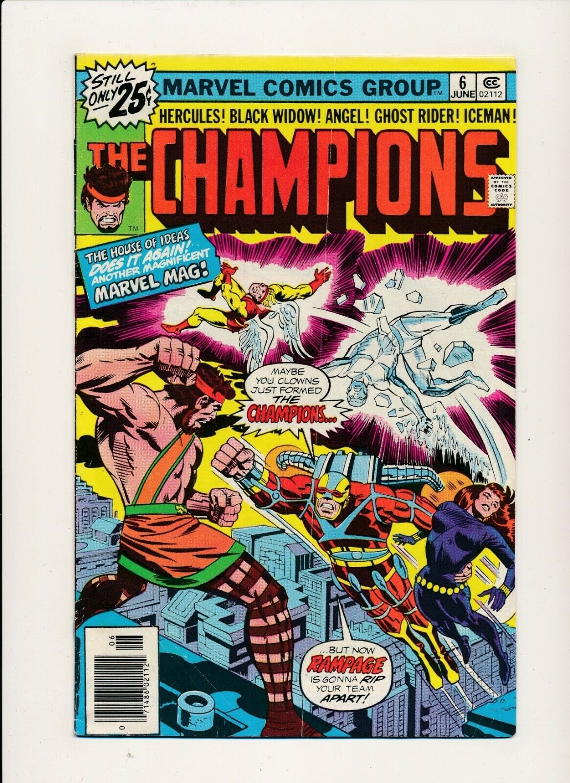Marvel 1976 THE CHAMPIONS#6 Hercules/Black Widow/Angel/Ghost Rider G/VG ...