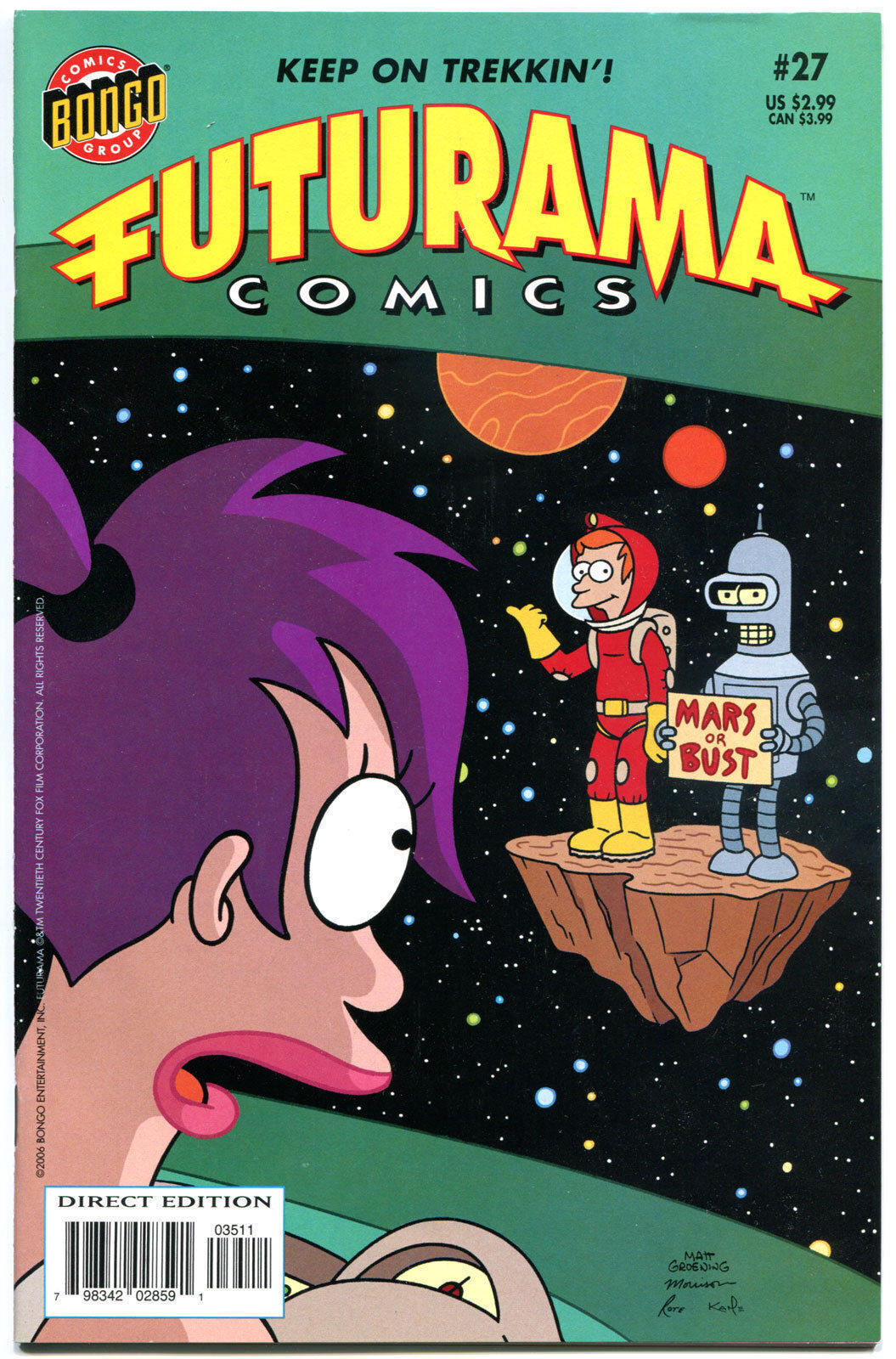 FUTURAMA #27, NM-, Bongo, Fry, Bender, Leela, 2000,Professor Farnsworth ...